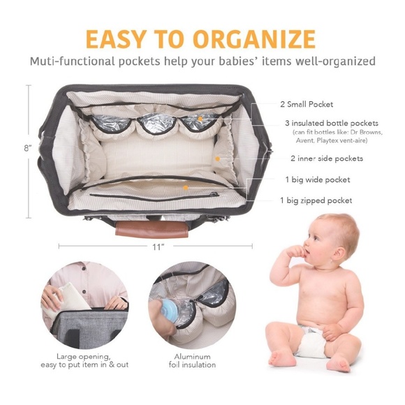 Bags | Grey Diaper Bag | Poshmark